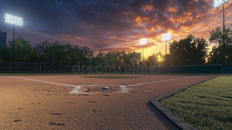 A View of a Baseball Diamond from the Pitcher S Mound in a Stadium at ...