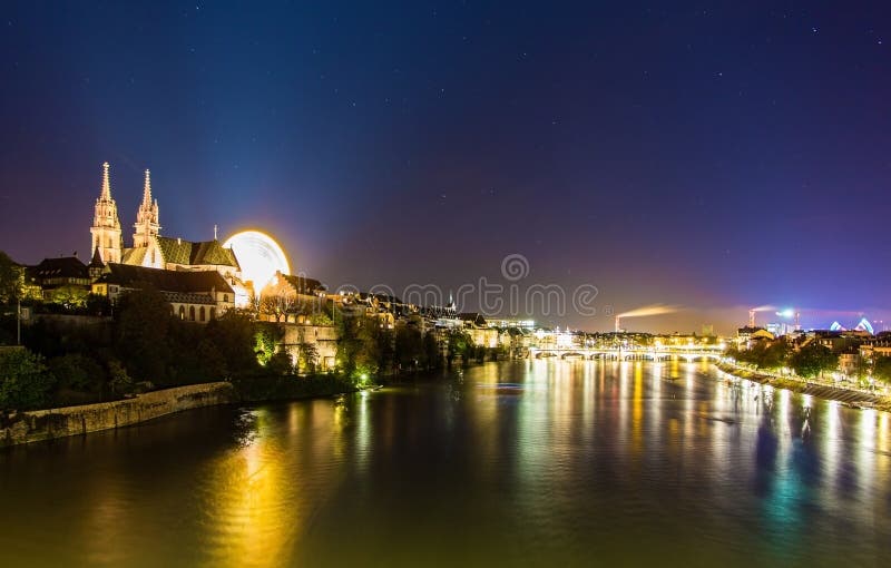 Basel Skyline View Minster Ferris Wheel Stock Photos - Free & Royalty ...