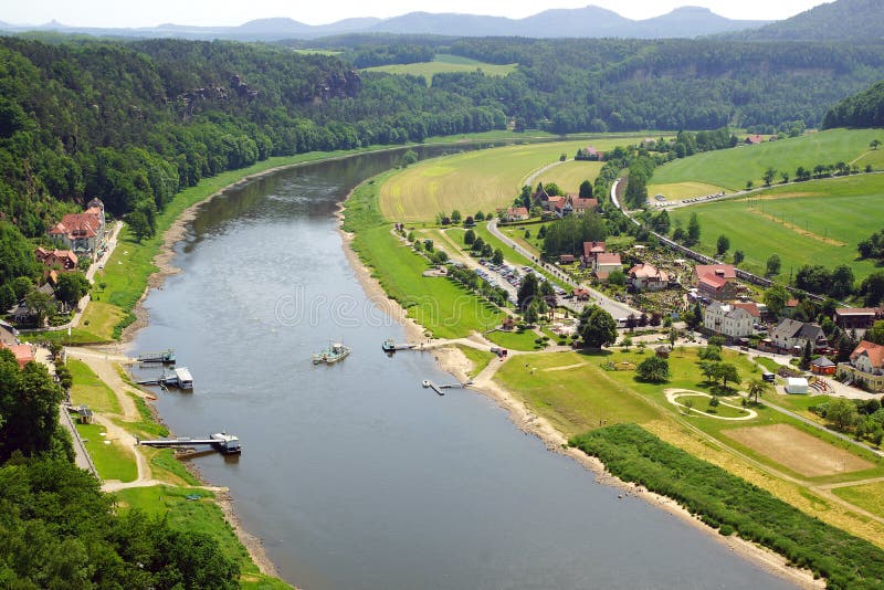 The Elbe River in Saxony, Germany Stock Photo - Image of steep, park ...