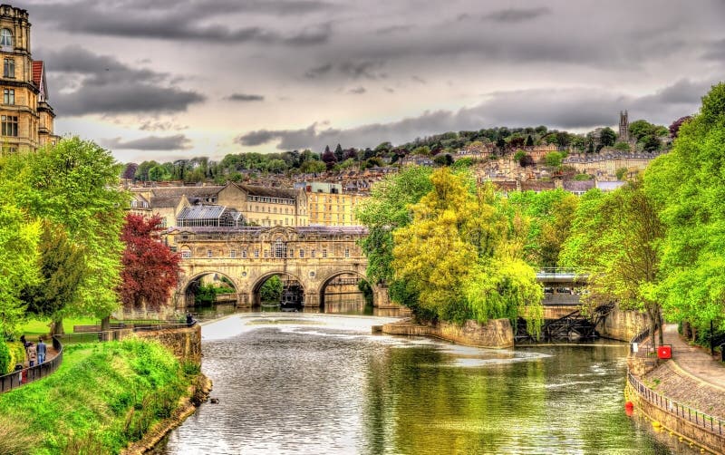 View of Bath Town Over the River Avon Stock Image - Image of english ...