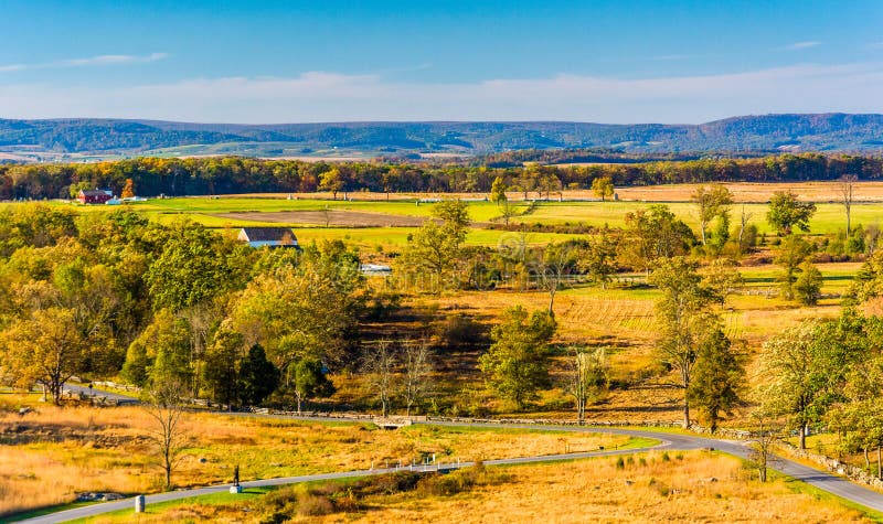 View of Battlefields in Gettysburg, Pennsylvania. Stock Photo - Image ...