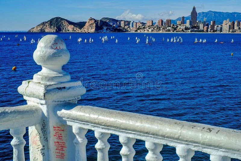 View of the Bay of Benidorm with Sailboats from the Mediterranean ...