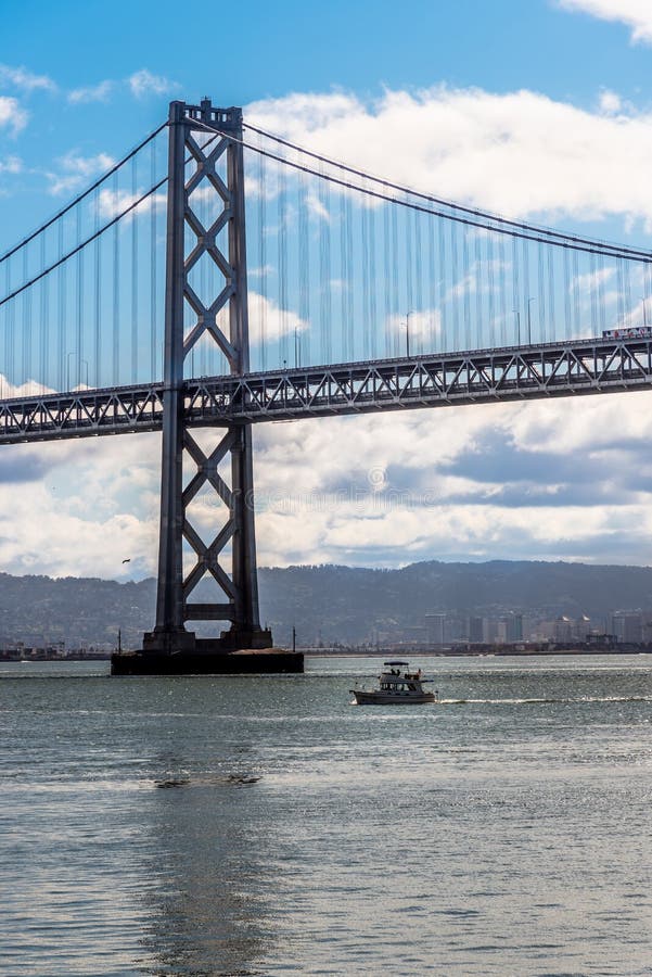 Bay Bridge and a Boat in San Francisco Stock Photo - Image of morning ...