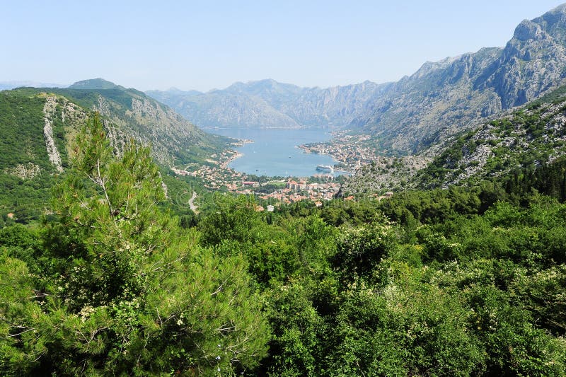 View at the bay of Kotor stock image. Image of ship, scenic - 42413533