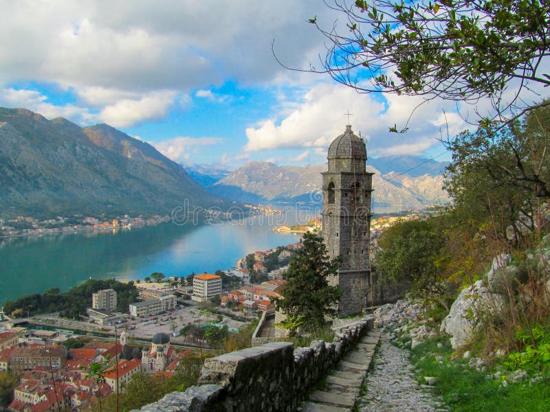 View of the Bay of Kotor and the Pier Stock Photo - Image of tourism ...