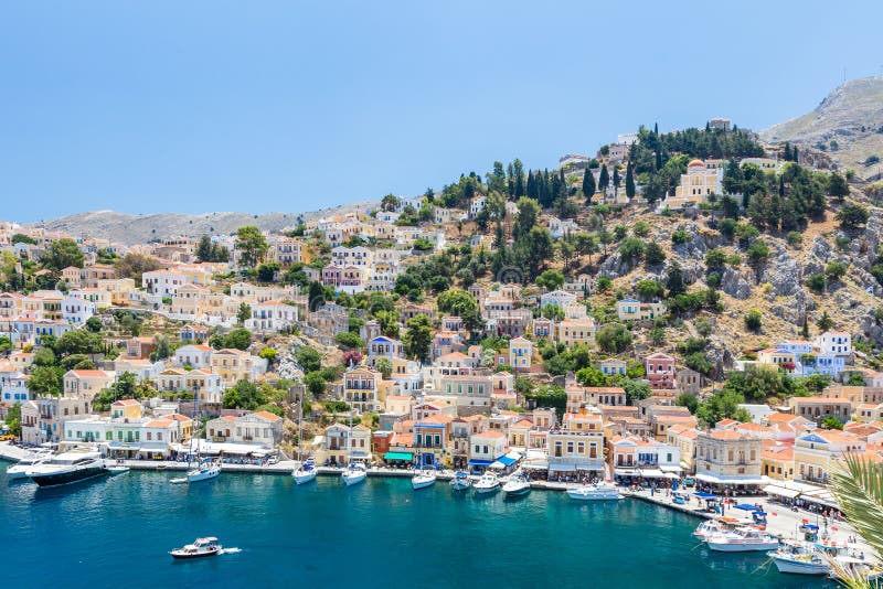 View of the Bay at Symi Island, Greece Editorial Stock Image - Image of ...