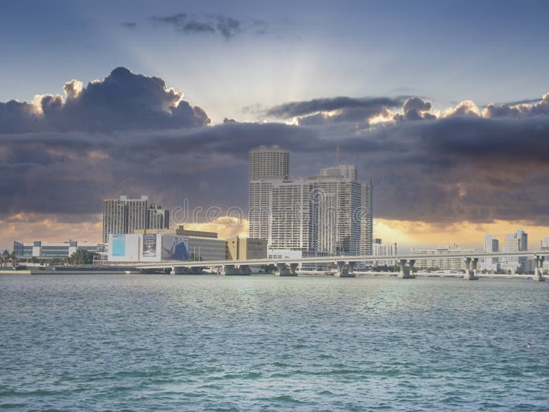 View from the Bay To the Skyline in Miami at Summertime Editorial Image ...