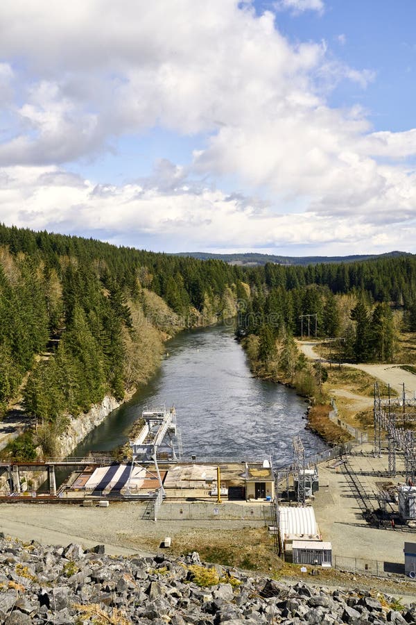 BC Hydro Strathcona Dam Looking Down at the Visible Infrastructure and ...