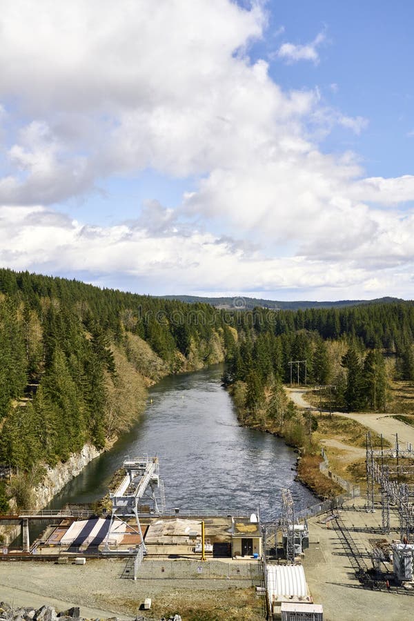 BC Hydro Strathcona Dam Looking Down at the Visible Infrastructure and ...