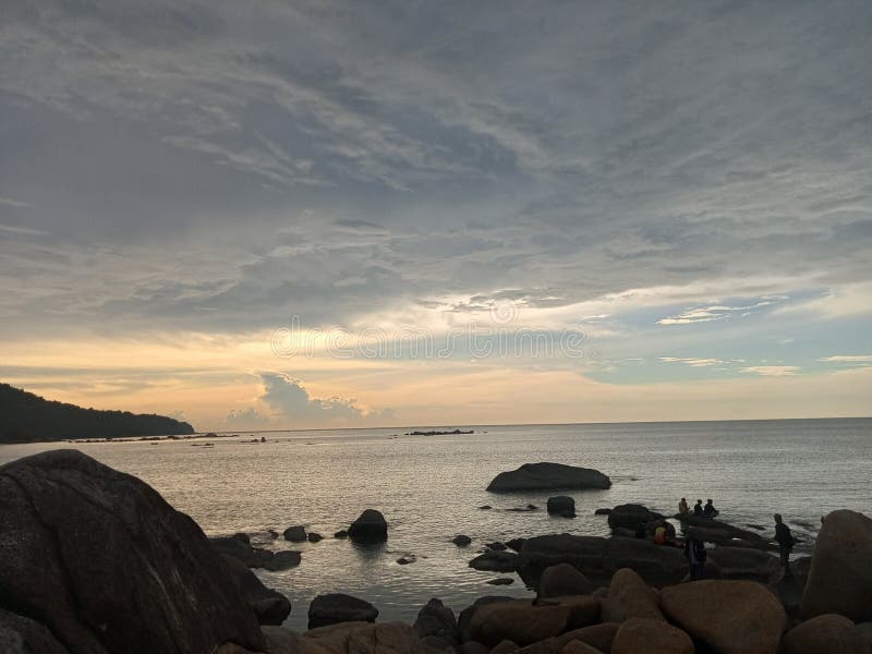 View of the Beach in the Afternoon with a Slight Touch of Rocks Stock ...