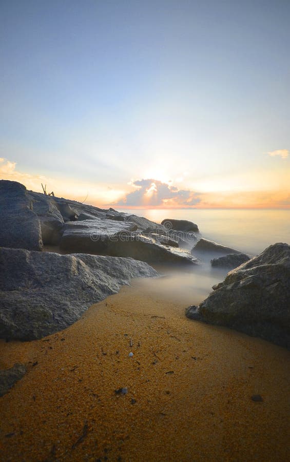 View Beach Atmosphere during Long Exposure Technique Stock Image ...