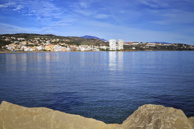 View of Beach Front Properties Stock Photo - Image of water, hills ...