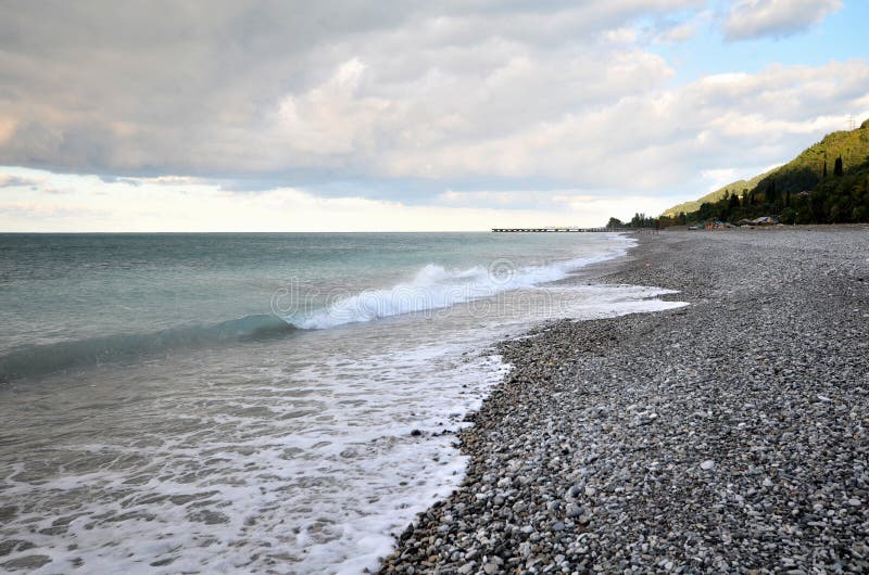 View of the Beach in the Gagra Stock Image - Image of panorama, water ...