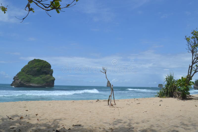 View in this Beach Goa Cina, Malang Stock Photo - Image of malang, view ...