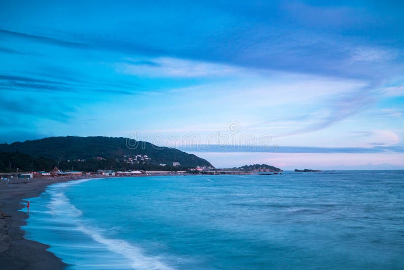 View of the Beach in Hayama during the Summer. Twilight Stock Image ...