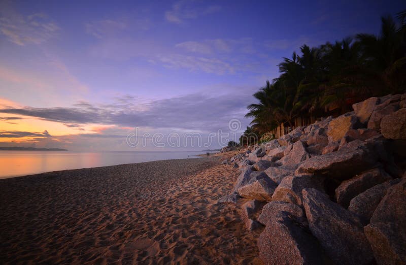View at the Beach during Morning Sunrise Stock Image - Image of wave ...