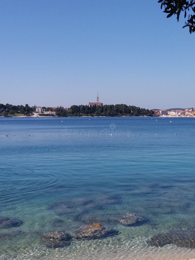 The beach in Rovinj stock image. Image of europe, landscape - 106637743