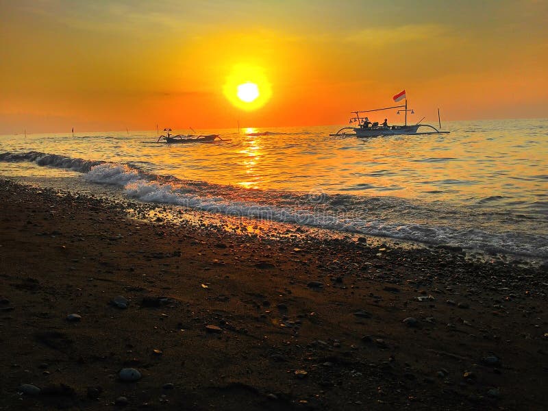 The View of the Beach Shrouded in Dim Light Stock Image - Image of ...