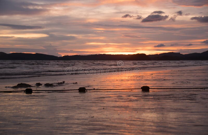 View Beach and Sunset in Evening Time Warm Style Stock Image - Image of ...
