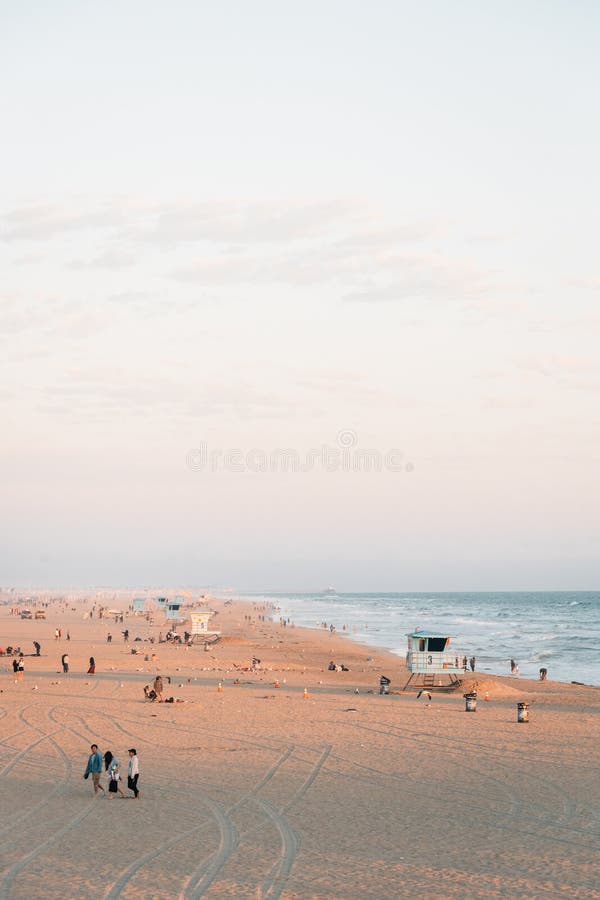 View of the Beach at Sunset in Huntington Beach, Orange County ...