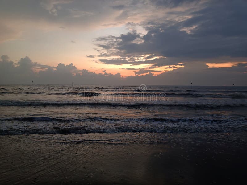View of the Beach at Sunset in Samudera Baru, Karawang, West Java ...