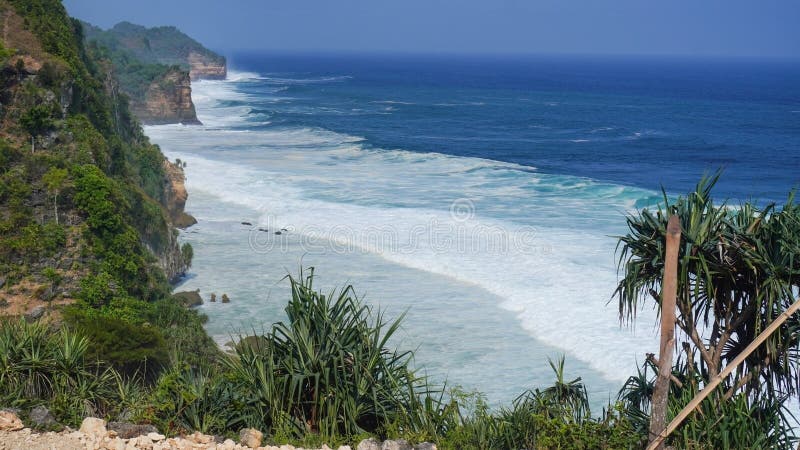 View of Seruni Beach Yogyakarta, Indonesia from the Top of the Hill ...