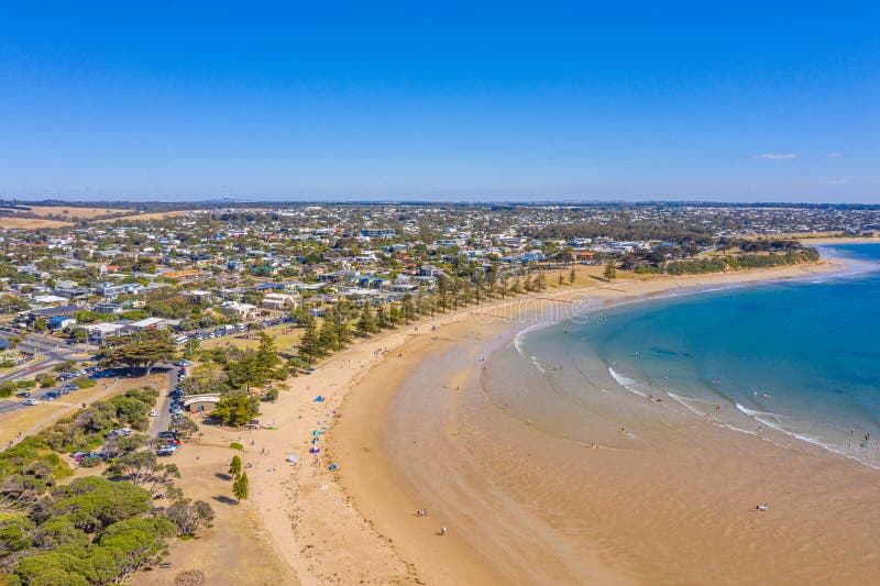 View of a Beach at Torquay, Australia Stock Image - Image of road, sand ...