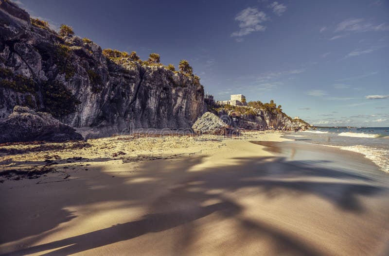 View of Tulum Beach at Sunset #2 Stock Image - Image of riviera ...