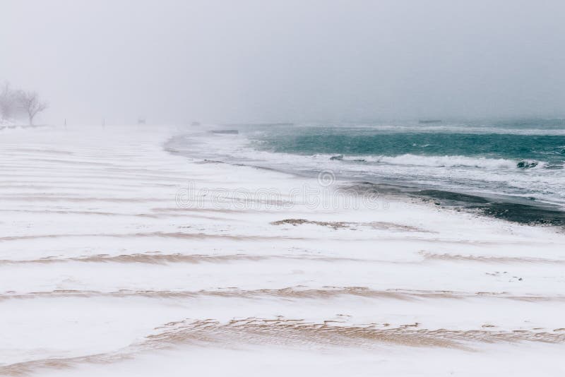 View of the Beach in the Winter Stock Image - Image of sand, freeze ...