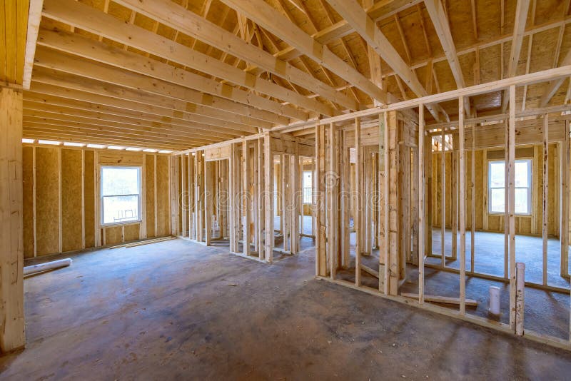 View Beams Stick Framing of a House on New Home Construction Stock ...
