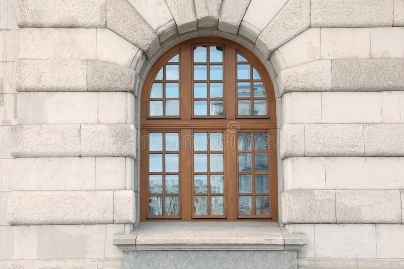 View of Beautiful Arched Window in Building Outdoors Stock Photo ...