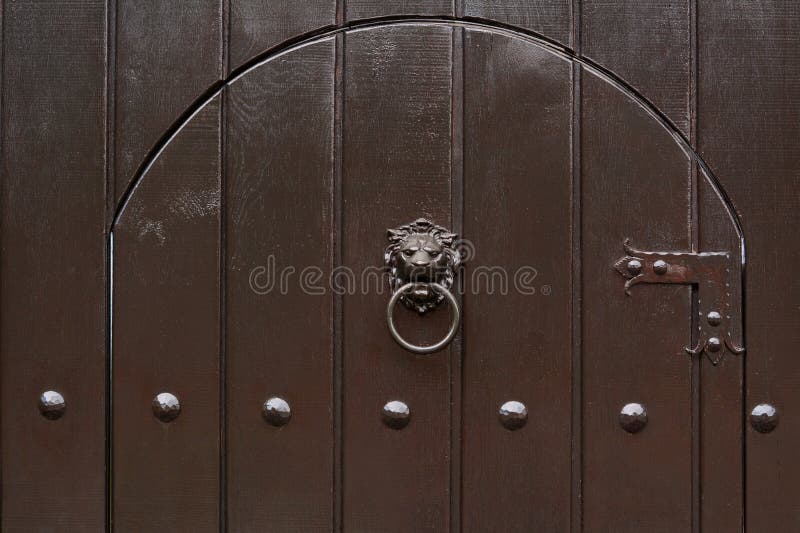 View of Beautiful Arched Wooden Door Outdoors Stock Image - Image of ...