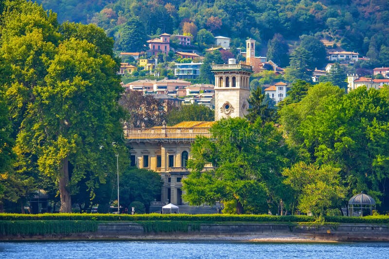 View of the Beautiful Architecture and Lake Como in Italy Stock Photo ...