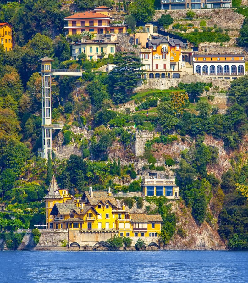 View of the Beautiful Architecture and Lake Como in Italy Stock Image ...