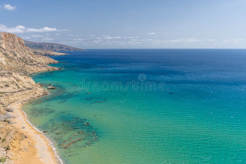 View of Beautiful Blue Sea with Cliffs on the Island of Crete. Summer ...