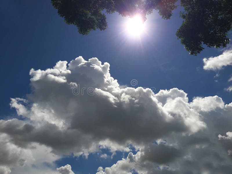 View of Beautiful Blue Sky with White Clouds,shiny Blue Sky Texture and ...