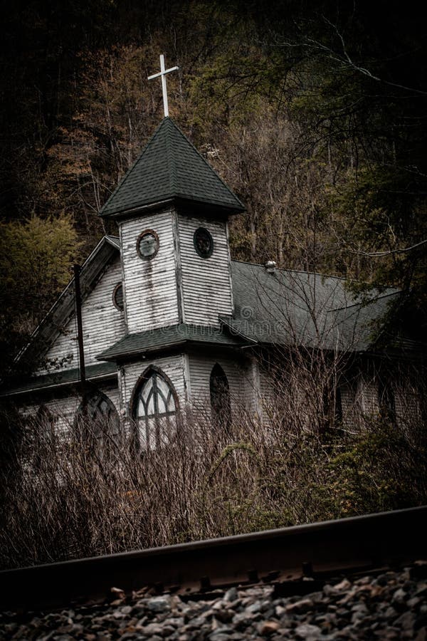 View of a Beautiful Church in a Dark Forest Stock Image - Image of ...
