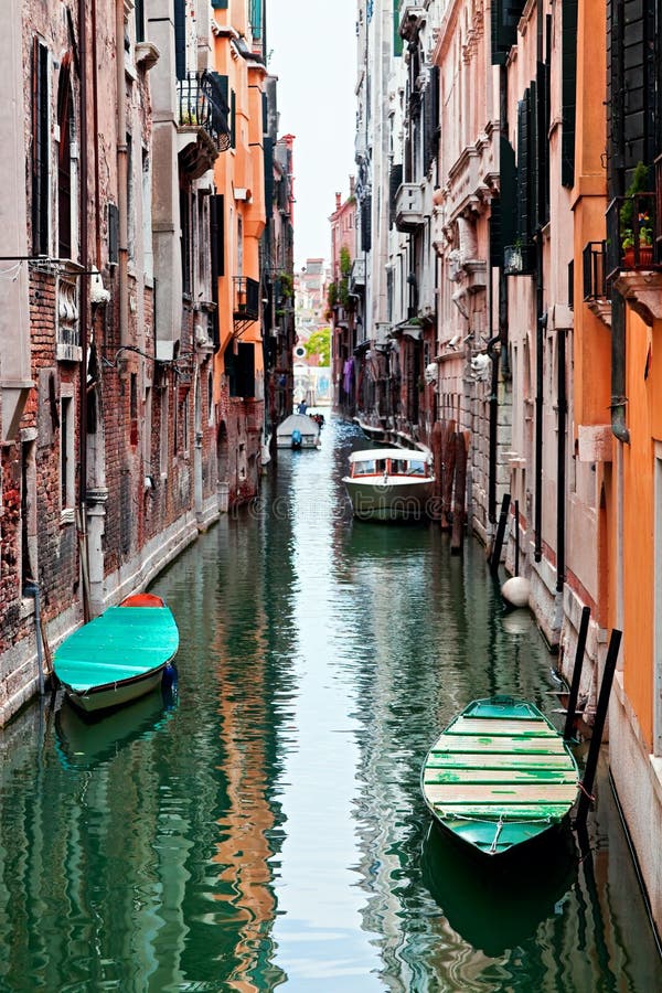 View of Beautiful Colored Venice Canal Stock Photo - Image of colored ...