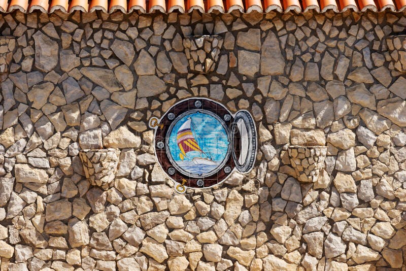 View of a Beautiful Decorative Wall with Ship Stock Image - Image of ...