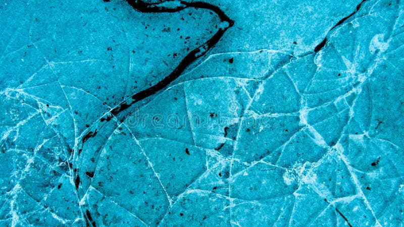 View of Beautiful Drawings on Ice from Cracks. a Tiny World in the ...