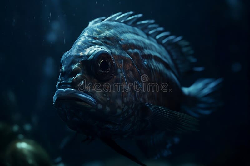View of a Beautiful Fish at the Bottom of the Sea. Generative AI. Stock ...