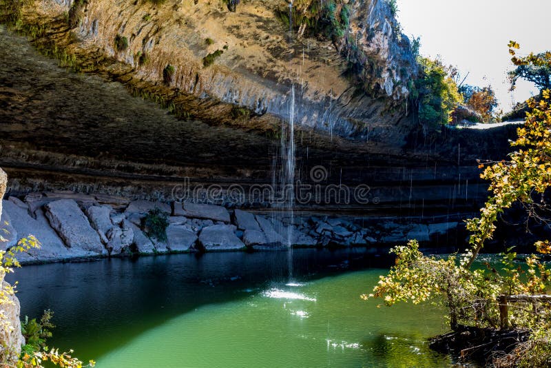 A View of Beautiful Hamilton Pool, Texas with Waterfall. Stock Photo ...