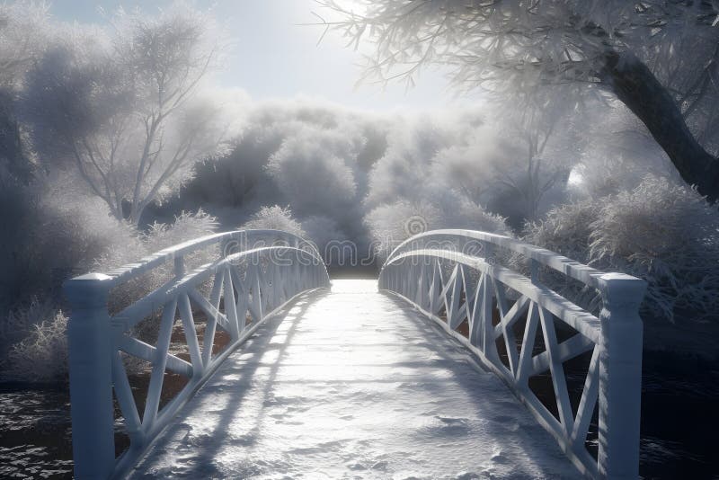 View on Beautiful Park in Springtime with Roamantic White Bridge ...