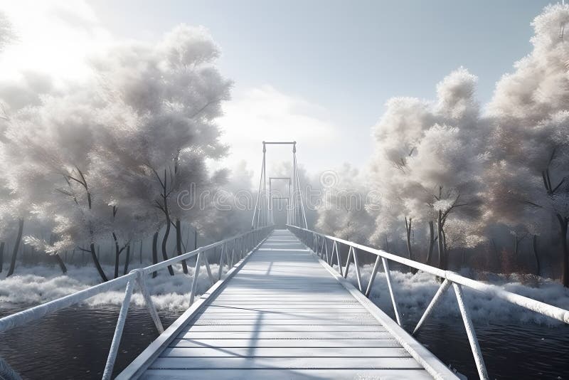 View on Beautiful Park in Springtime with Roamantic White Bridge ...