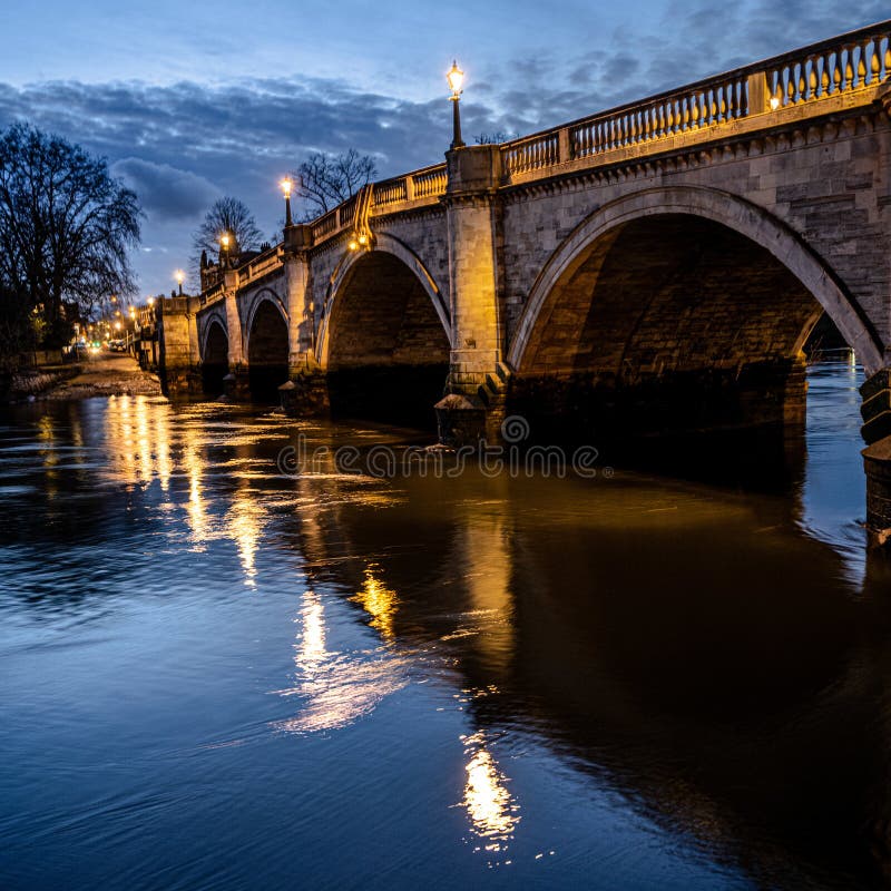 View of the Beautiful Richmond Bridge in London, UK at Night Stock ...