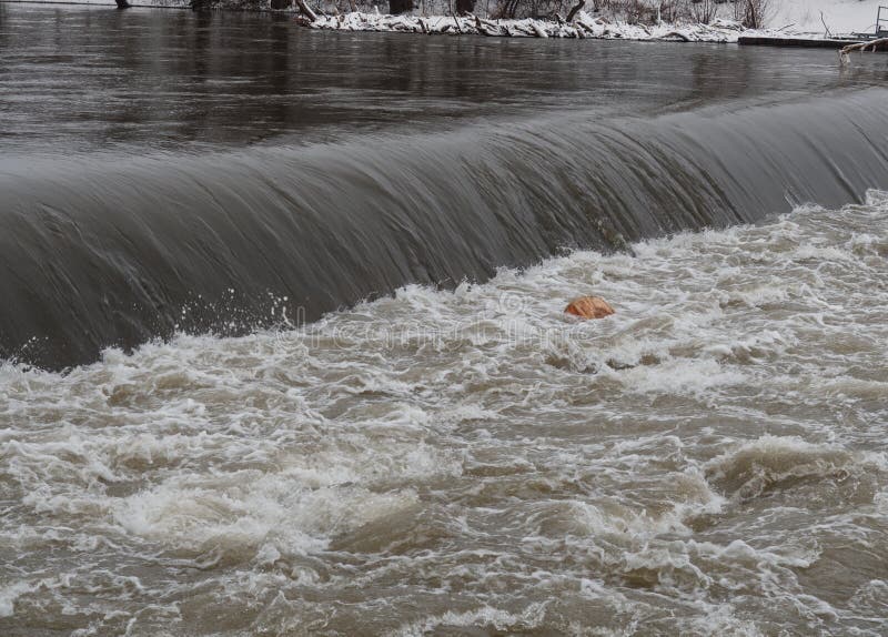View of the Beautiful Saale River and Its Cascade during Winter in ...