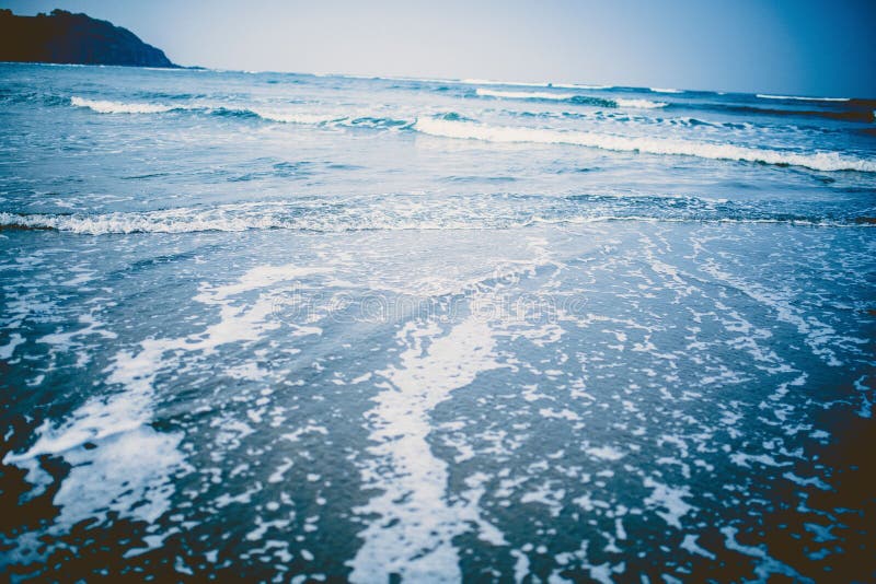 View of Beautiful Small Foamy Waves during Sunrise Stock Image - Image ...