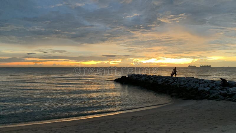 View of Beautiful Sunset on Beach Background Stock Photo - Image of ...