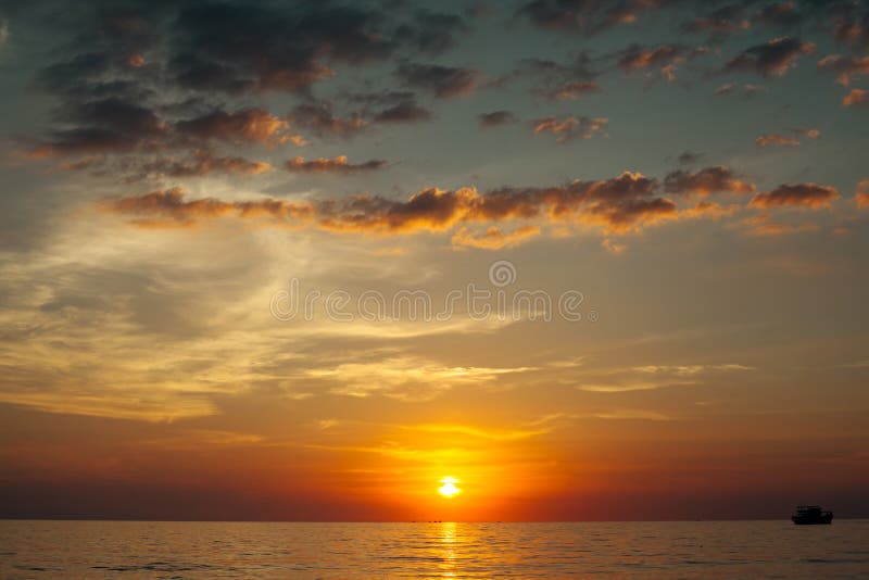 View of the Beautiful Sunset Over Ocean. Stock Photo - Image of ...