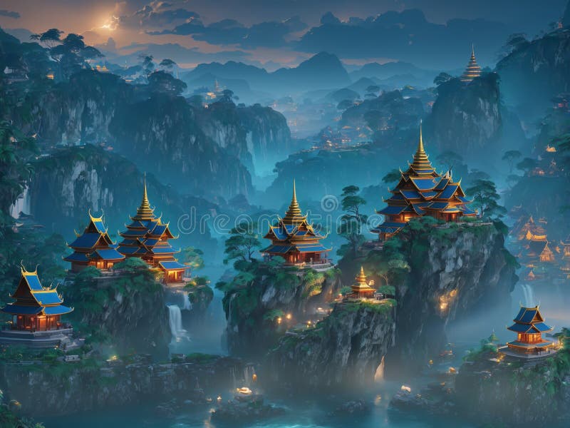 Evening Temples Stock Illustrations – 390 Evening Temples Stock ...
